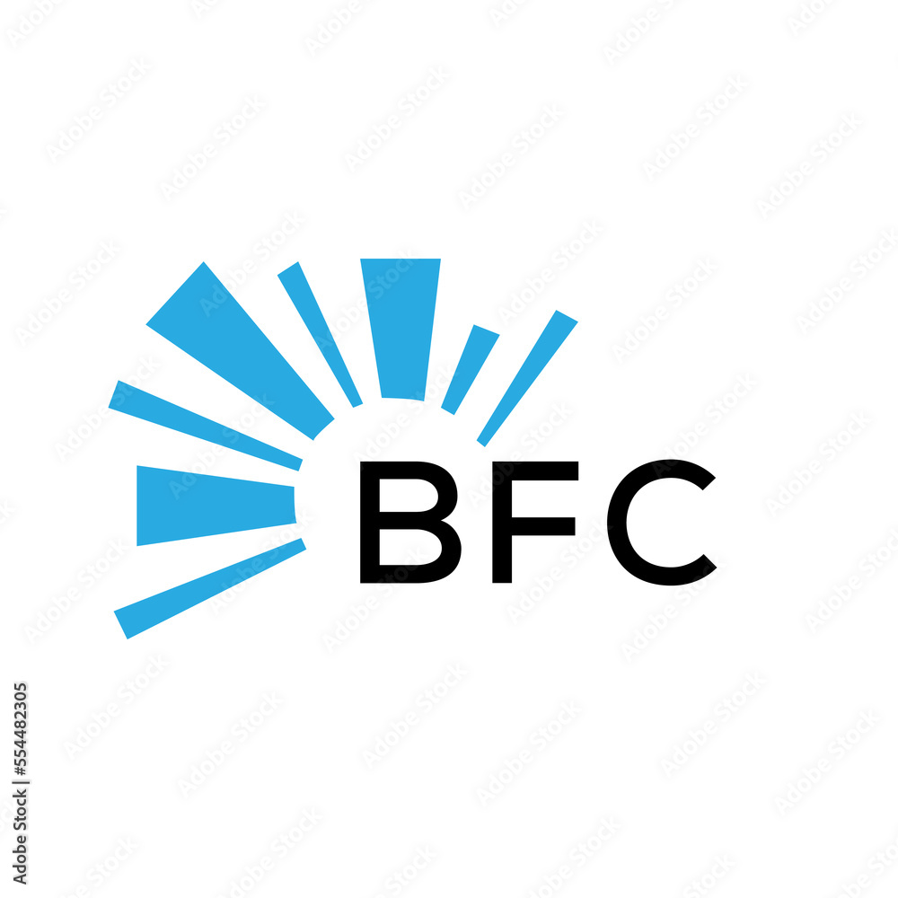 BFC letter logo. BFC blue image on white background and black letter ...