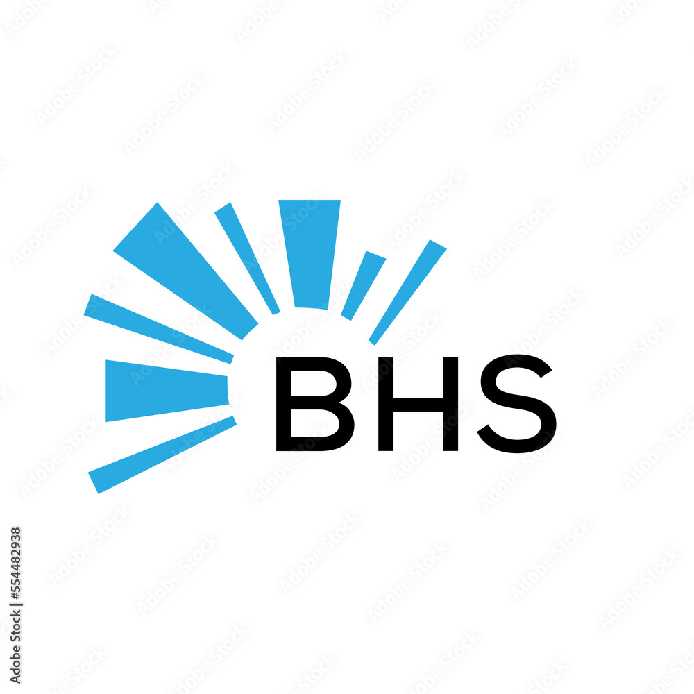 BHS letter logo. BHS blue image on white background and black letter ...
