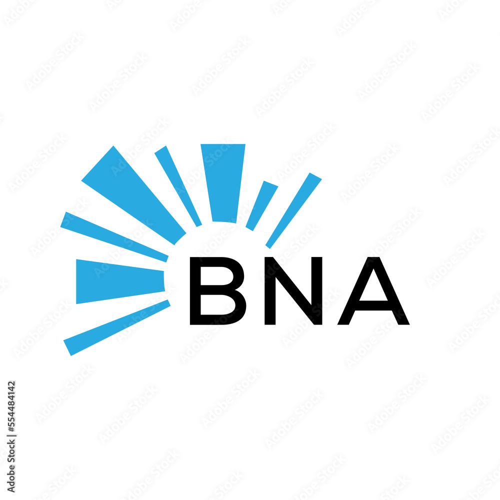 BNA letter logo. BNA blue image on white background and black letter ...