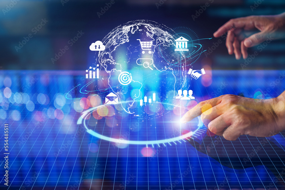 Conceptual of digital banking and investment business financial ...