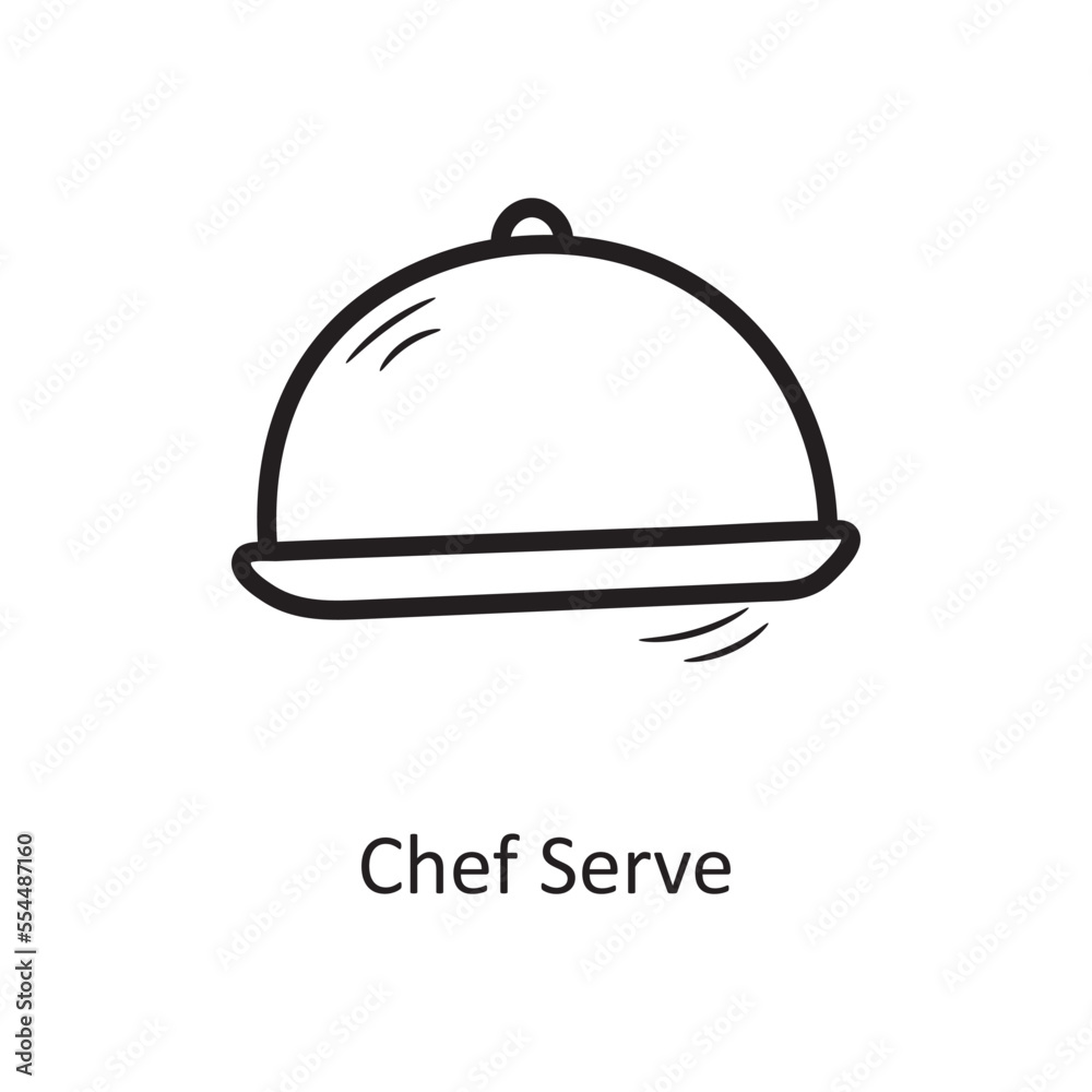 Chef Serve vector outline Icon Design illustration. Food and Drinks ...