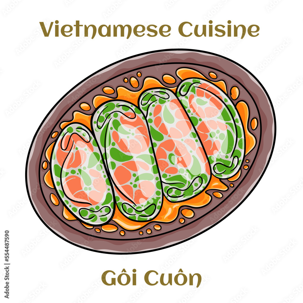 Goi cuon. Vietnamese street food, roll that delicious, wrapped from ...