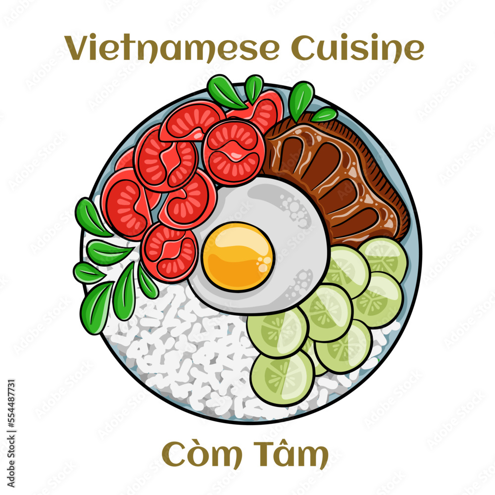 Com Tam Suon vietnamese food: Delicious broken rice with egg pie and ...