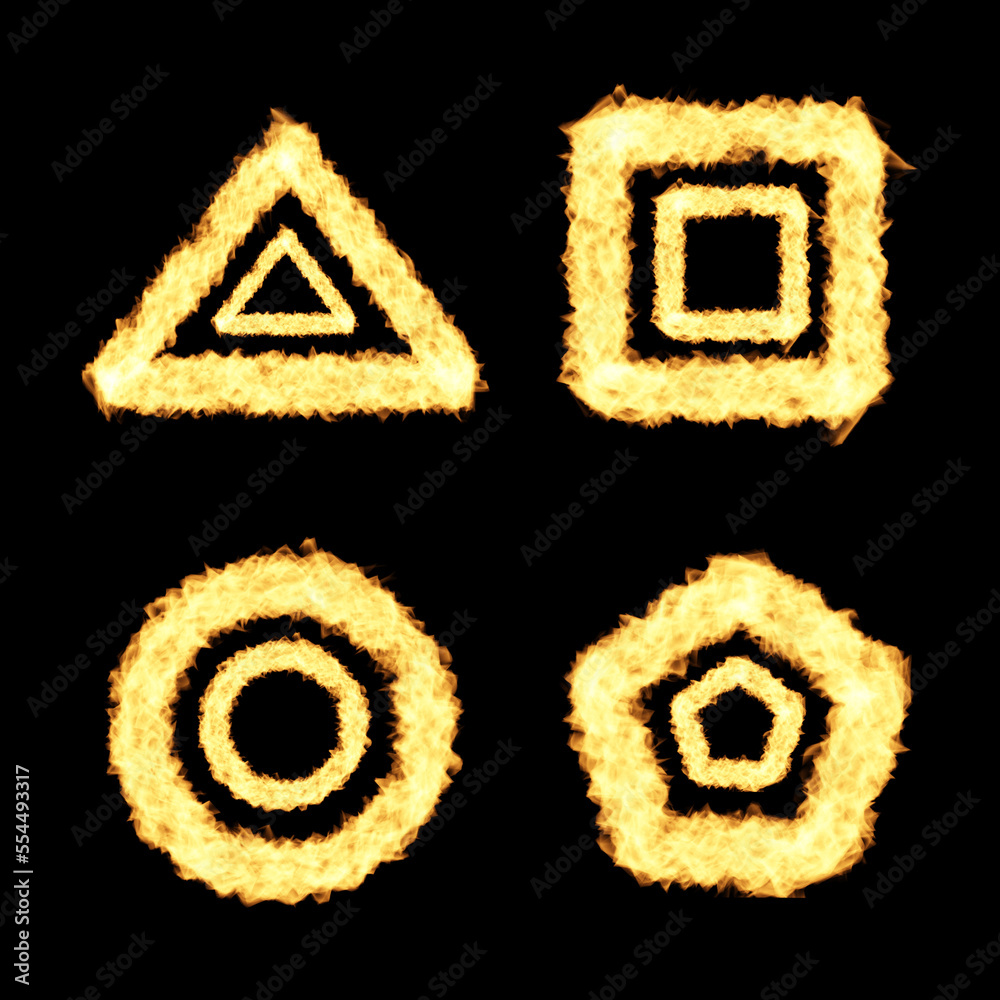 Basic geometric shape fire flame isolated illustration Stock ...