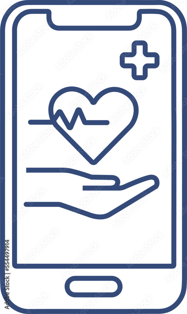 digital health icon screen - line art editable stroke vector graphic ...