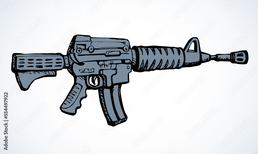 Submachine gun. Vector drawing object Stock Vector | Adobe Stock