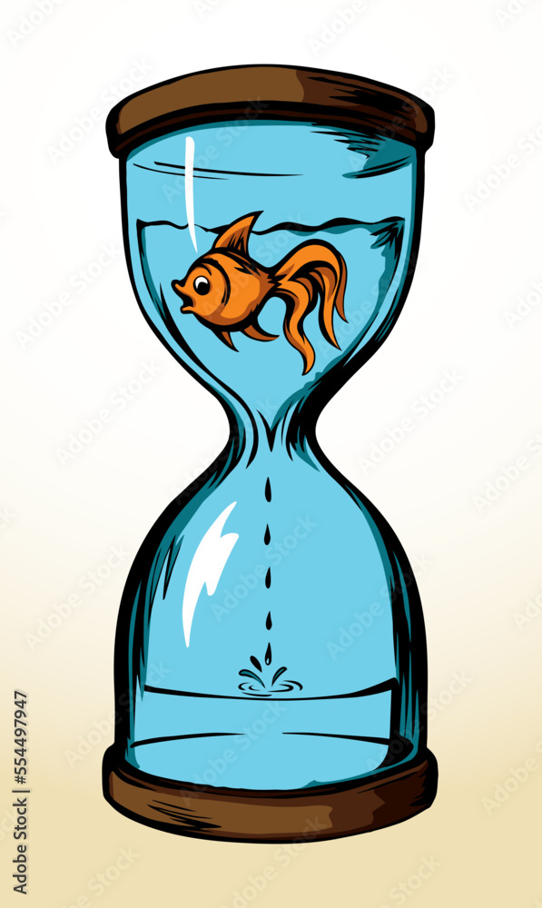 Fish in the hourglass. Vector drawing Stock Vector | Adobe Stock