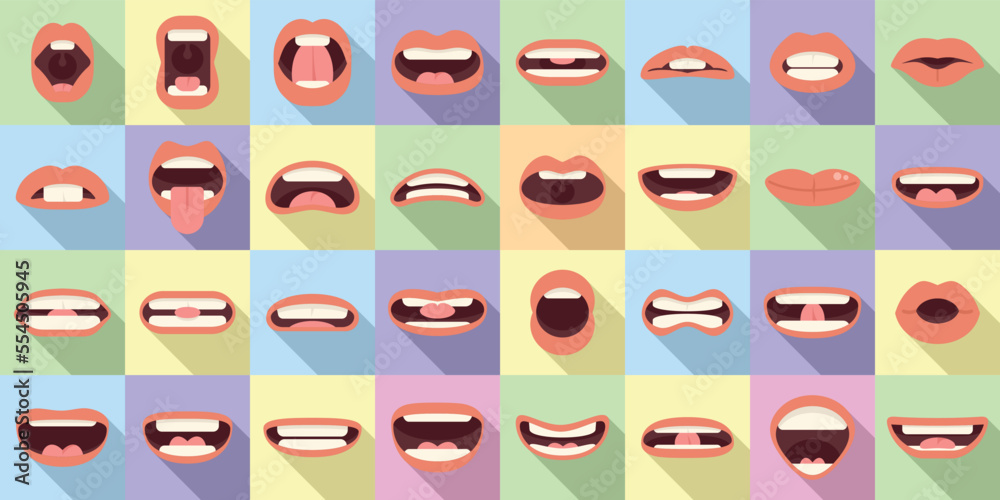 Articulation icons set flat vector. Childhood development. Education ...