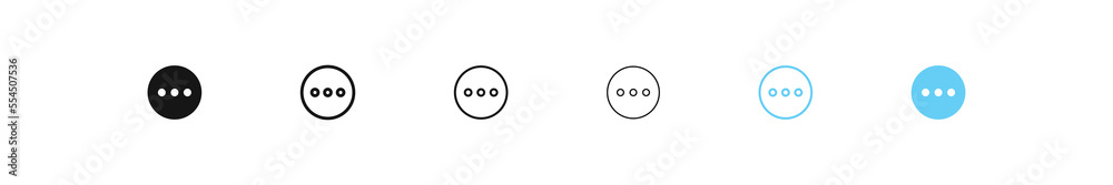 More icon. Three dots sign. See details symbol. Info icons ...