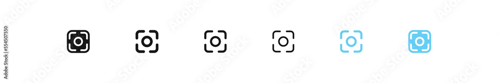 Camera focus icon. Capture sign. Center target symbol. Photography ...