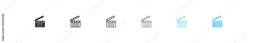 Film clapper icon. Movie clapperboard signs. Cinema clapboard symbol ...