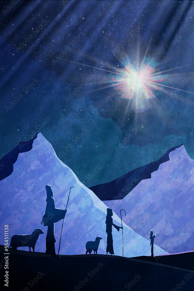 An angel visits shepherds near Bethlehem announcing that Jesus Christ ...