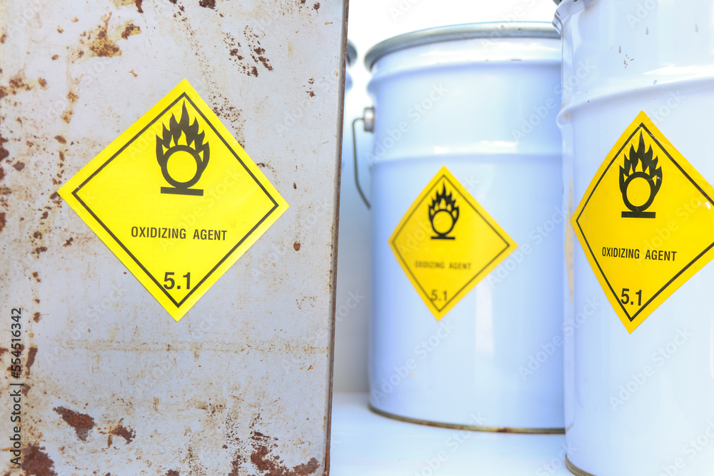 Oxidizing symbol on the chemical product, hazardous chemicals in the ...