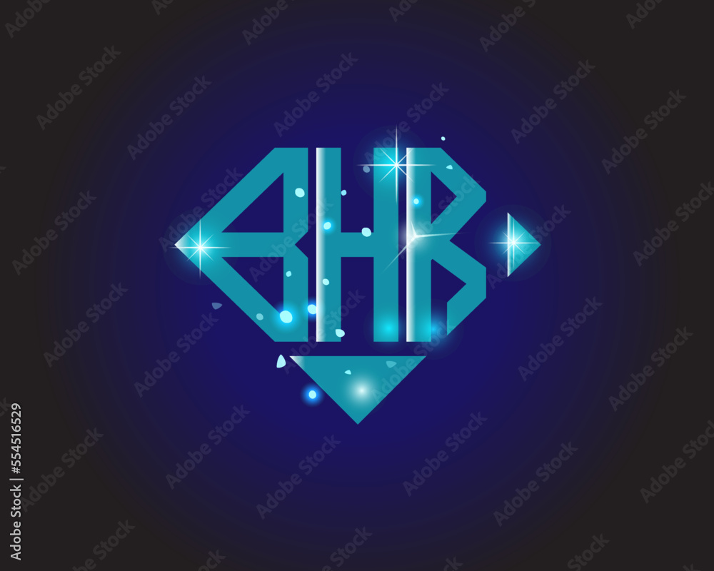 BHR Logo letter monogram with diamond shape design template. Stock ...