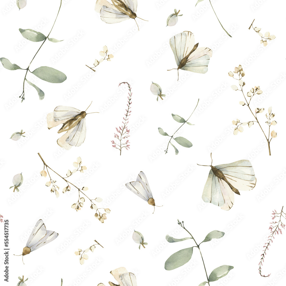 Watercolor seamless pattern, floral clipart. Png digital paper ...