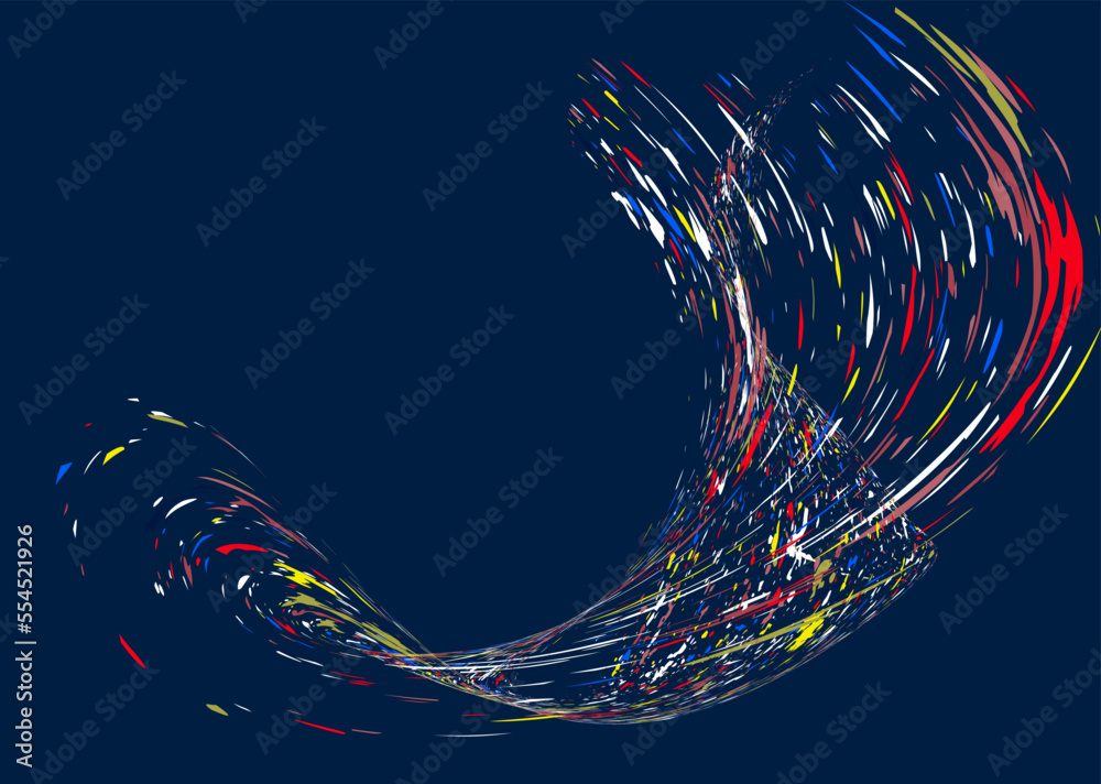 Multi-colored dust particles and debris, paint splashes, strokes are ...