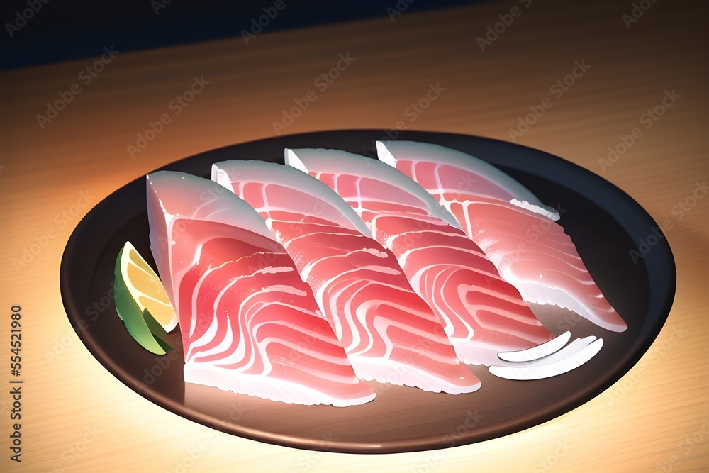 Delicious Japanese sashimi asian food in anime style digital painting ...