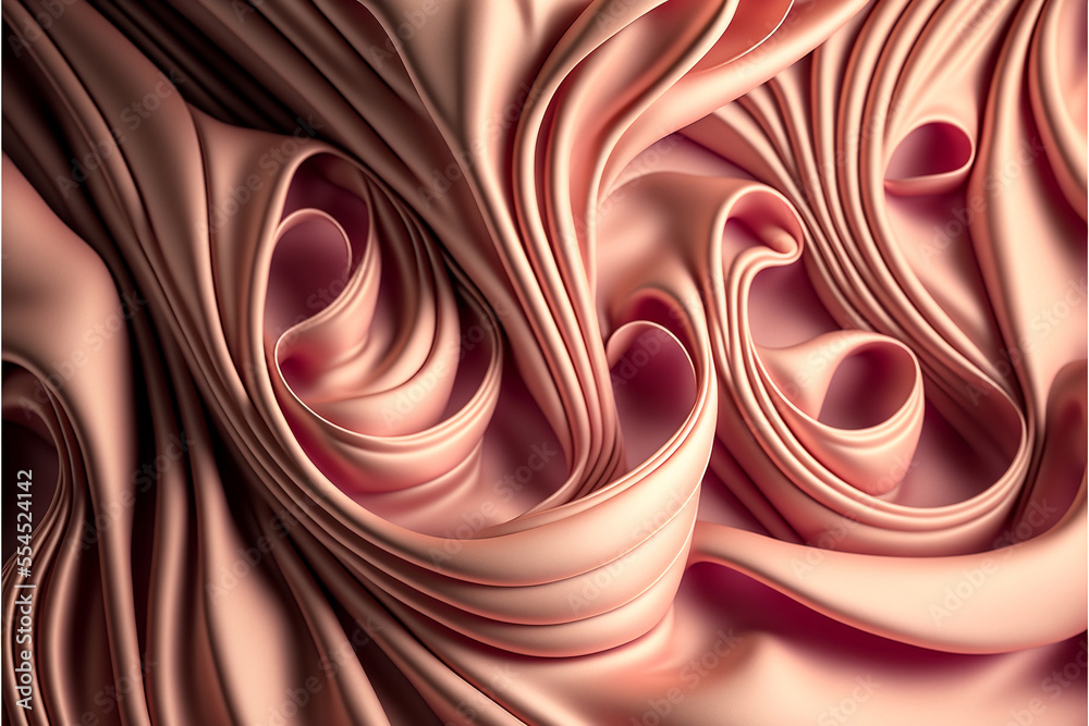 Silky, satin soft textured pink sheets creating a unique pattern useful ...