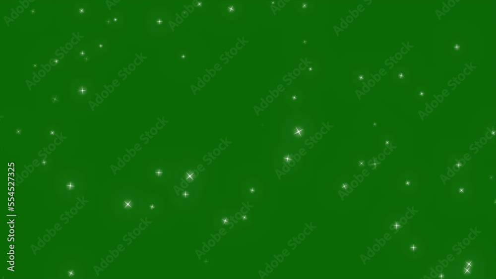 Twinkling Stars Moving And Flicking On Green Background, Animation Of ...