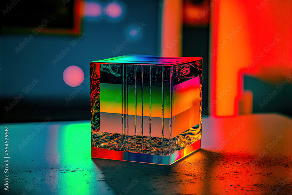 Glas Cube Abstrakt und Surreale Glaskunst Crystal Spectral Color Cover ...