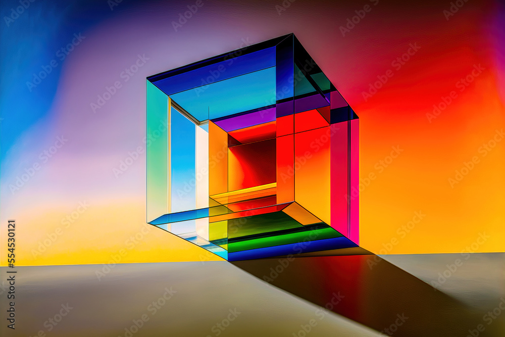 Glas Cube Abstrakt und Surreale Glaskunst Crystal Spectral Color Cover ...