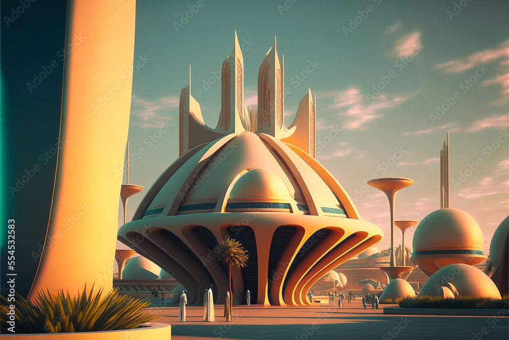 Illustration of futuristic cities, modern buildings, conception of the ...