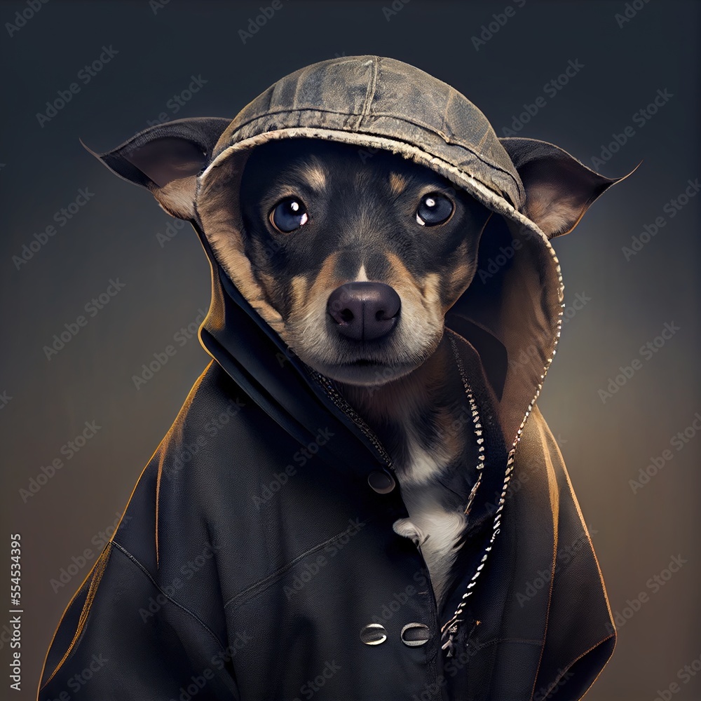 dog portrait, dog wears clothes Stock Illustration | Adobe Stock