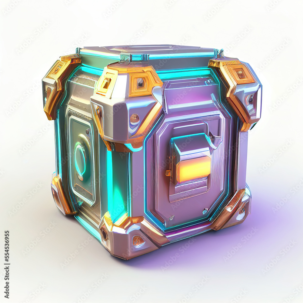 abstract game loot box, container on white background. sketch art for ...