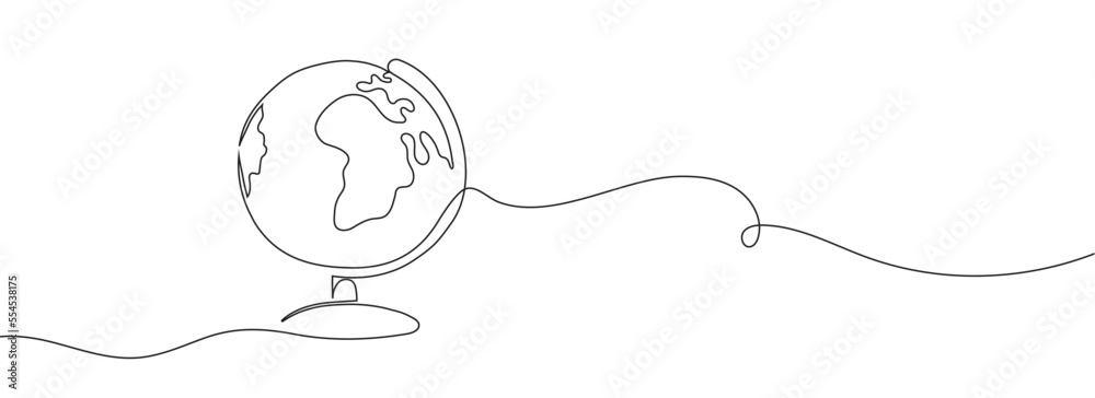 Earth globe drawn by one line. globe continuous line. Vector ...