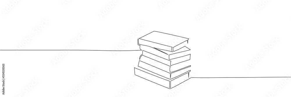 Continuous line drawing of a book. Stacks of books. Vector illustration ...