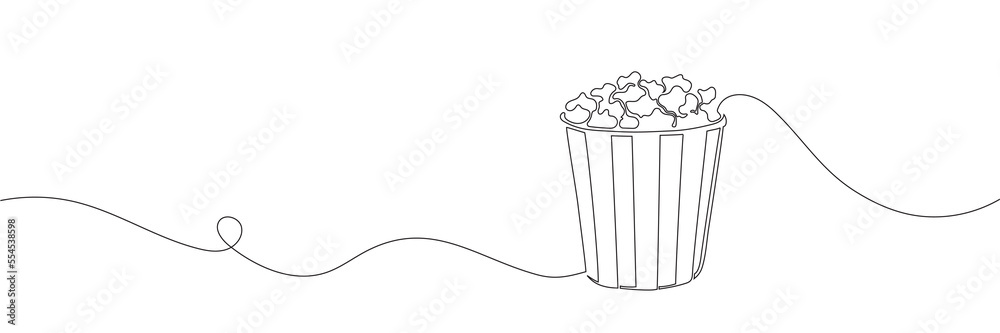 Popcorn in a cup continuous one line drawing. Vector ...
