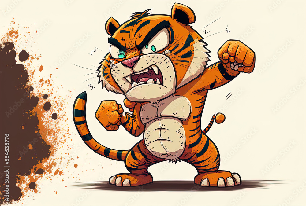 Cartoon tiger character illustration in a humorous style for use in ...