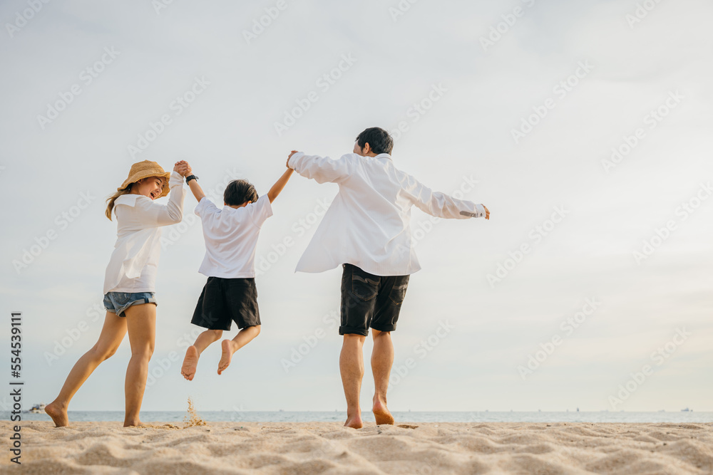 Happy Asian family have fun and live healthy lifestyle together on ...