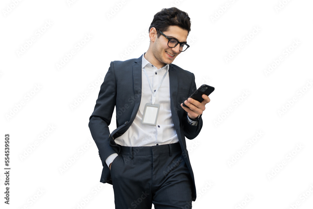 Male manager with glasses in a business suit transparent background ...