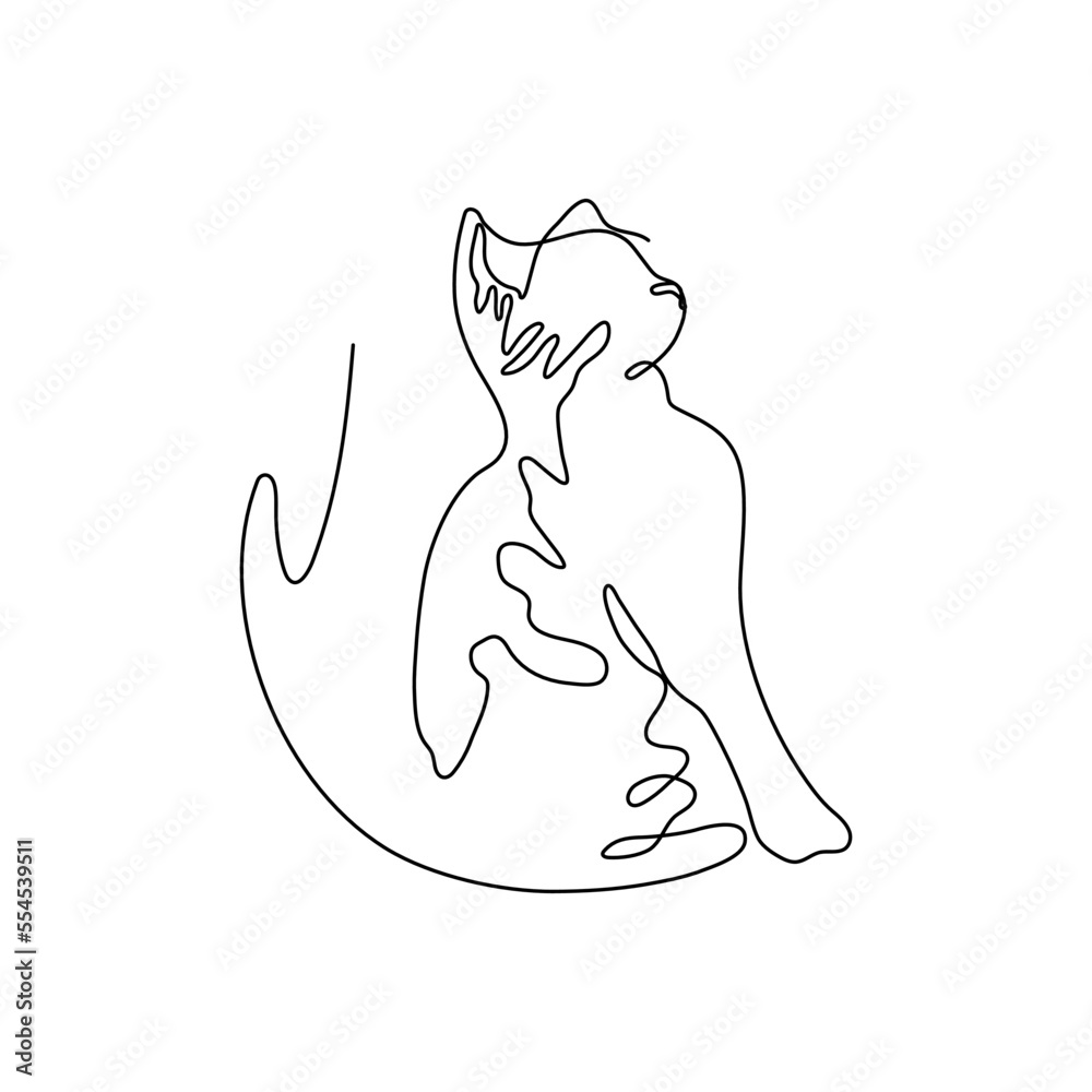 Cat single line art. Cat vector illustration Stock Vector | Adobe Stock