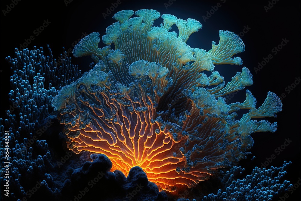 Underwater world, corals in the depths of the ocean. Sea flowers ...