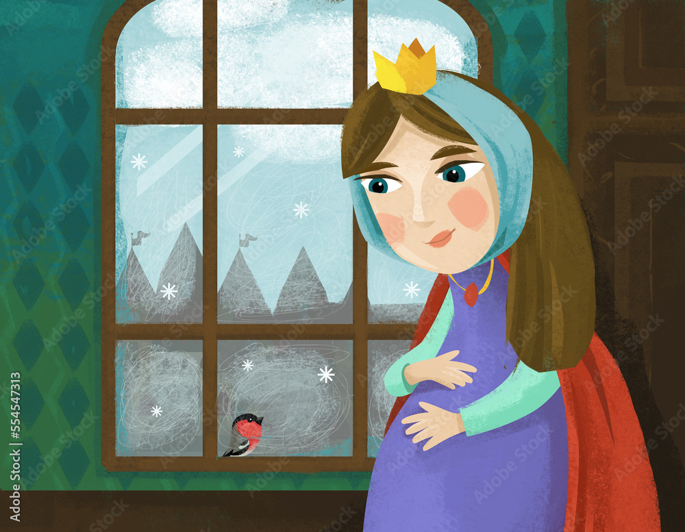 cartoon scene with castle palace room and princess illustration Stock ...