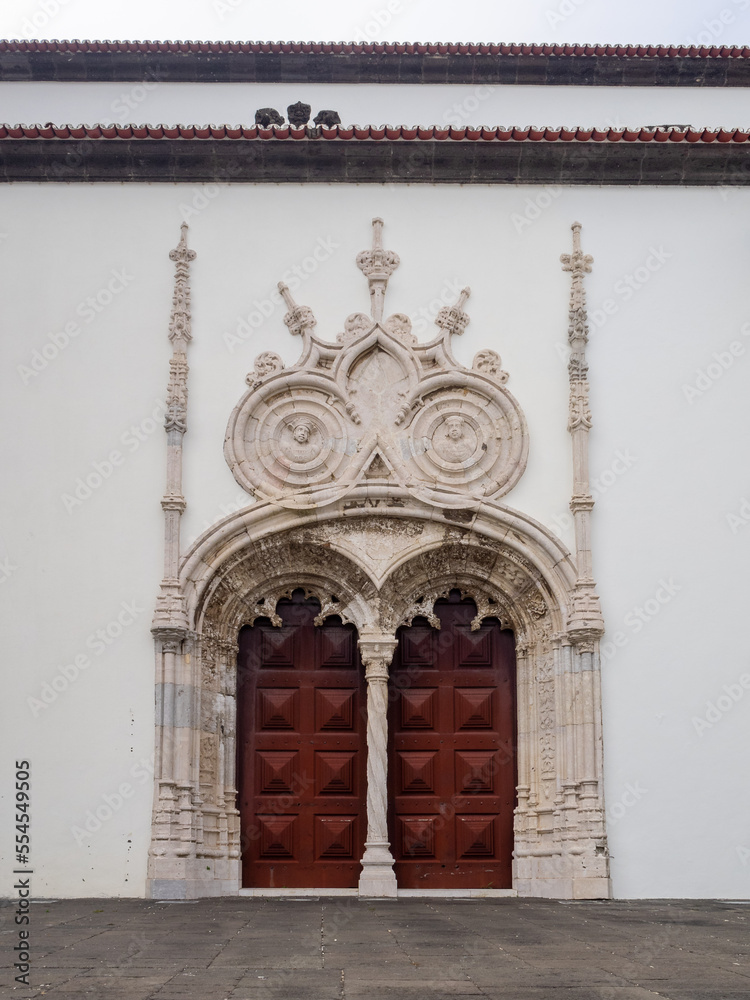 Manueline style side doorway of Igreja Matriz de São Sebastião, Ponta ...
