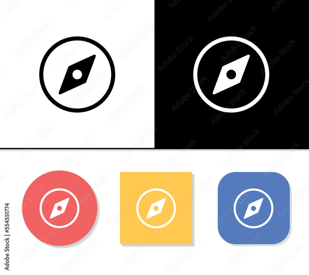 Compass icon travel symbols button for web app banner logo - Vector ...