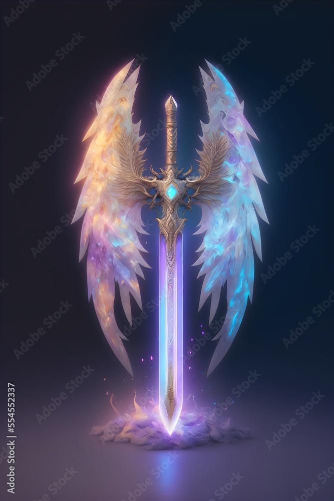 Glorious Angelic Sword - Symbol of Strength and Protection Stock Illustration | Adobe Stock