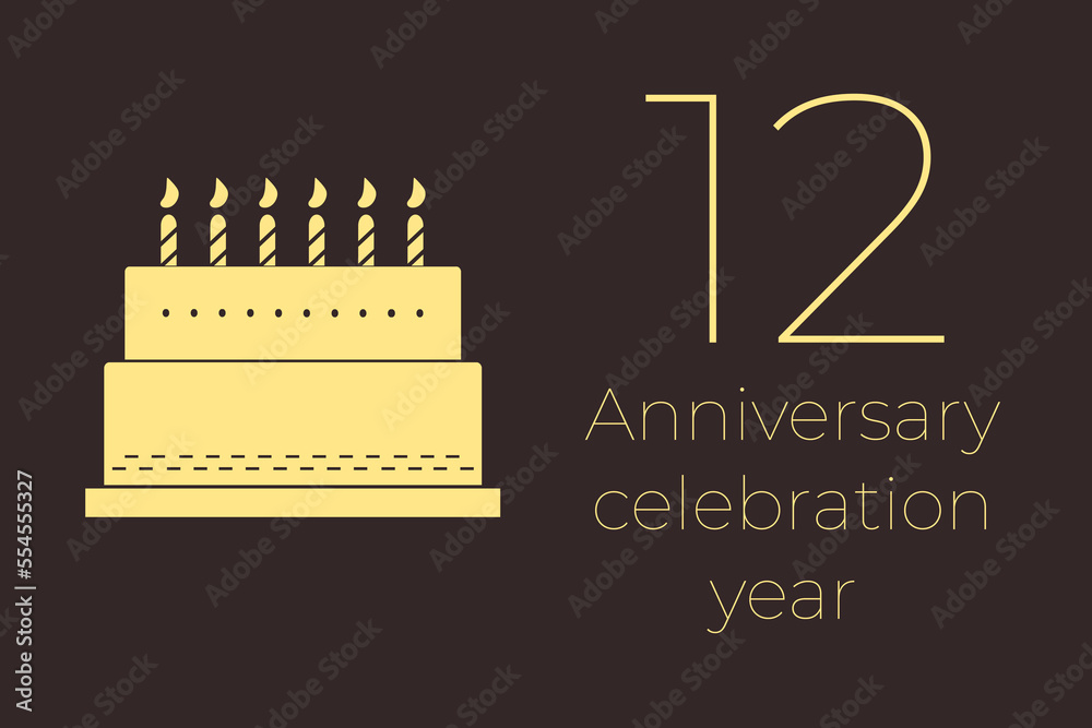 12 years anniversary celebration. 12 years old next to cake ...