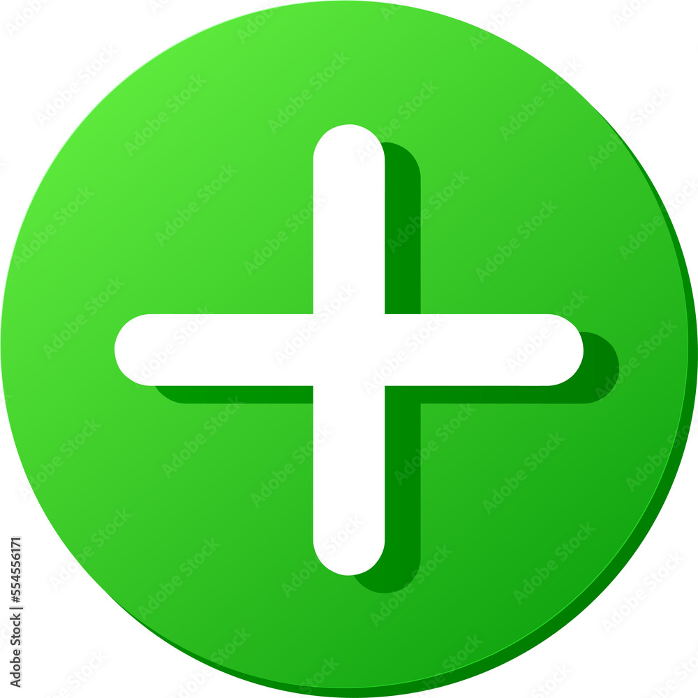 green add button, plus sign, positive symbol, check mark ilustração do ...