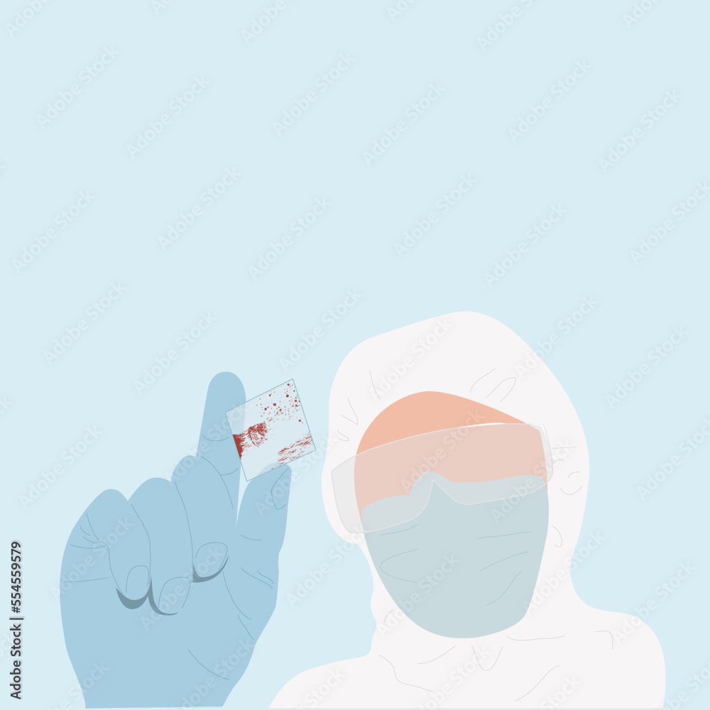 Medical blood test. Scientist in gloves is holding blood test sample ...