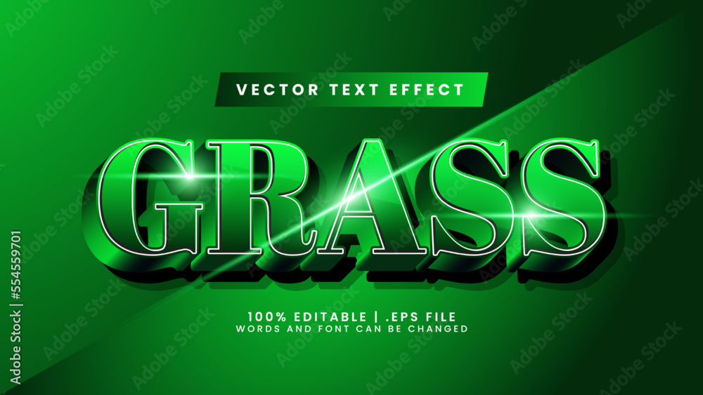 Grass editable 3d text effect with green and fresh text style Stock ...
