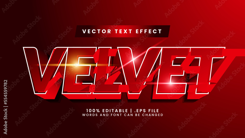 Velvet editable 3d text effect with red and glossy text style Stock ...