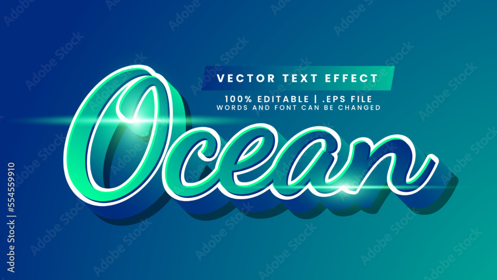 Ocean editable 3d text effect with blue and sea text style Stock Vector ...