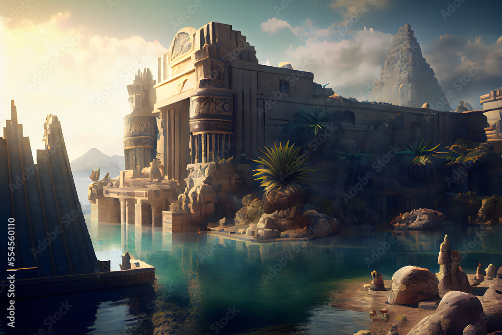 Atlantis, an advanced civilization with magical technology in ancient ...