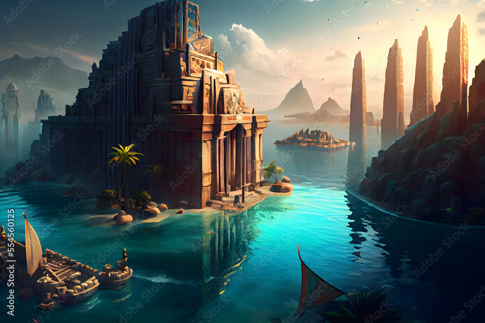 Photo & Art Print Atlantis, an advanced civilization with magical ...