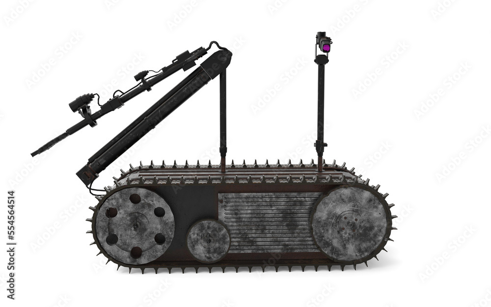 remote-controlled bomb disposal robot on white background Stock ...