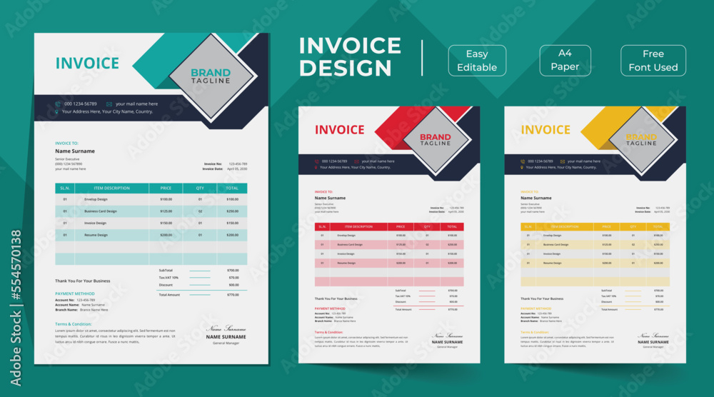 Corporate And Business Invoice Design Template Design Company Invoice Template With Price